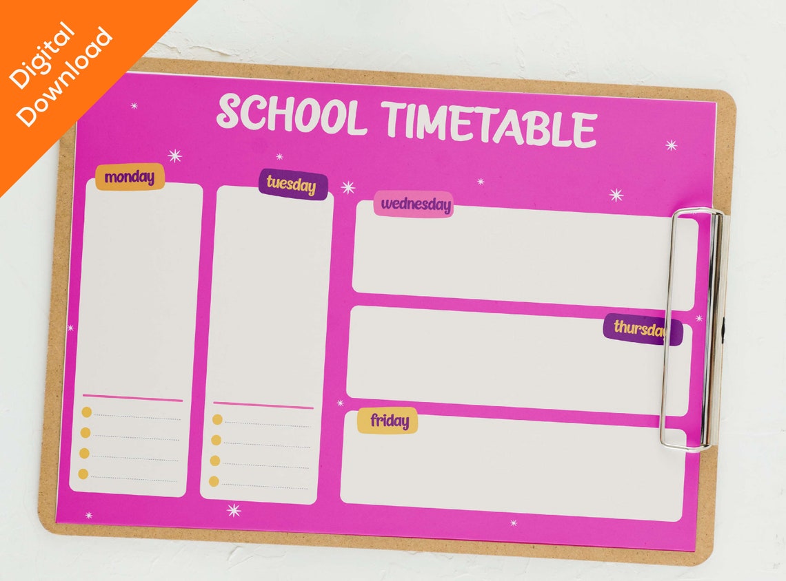 Editable Printable Timetable Schedule Homeschool Weekly Schedule ...