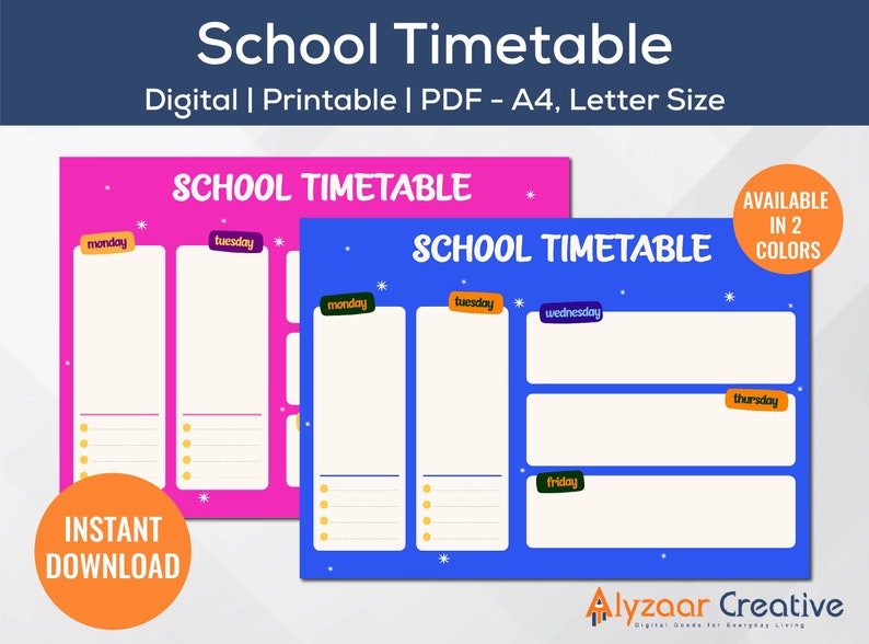 Editable Printable Timetable Schedule Homeschool Weekly Schedule ...