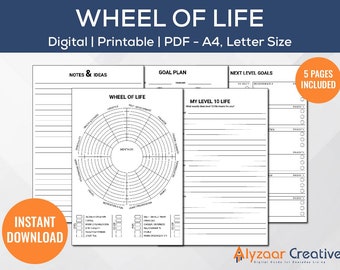 Wheel of Life Printable Planner, Life Circle, Self Improvement, Self ...