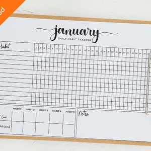 Monthly Habit Tracker Printable Landscape Habit Tracker - Etsy