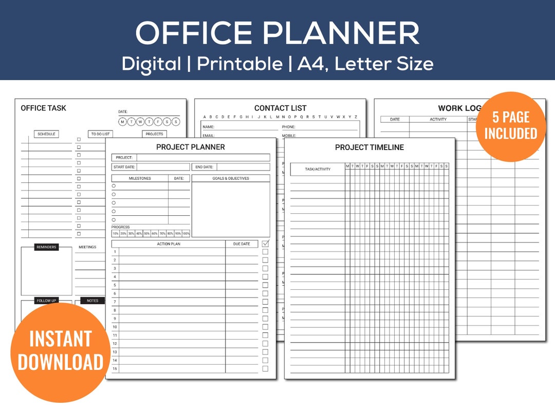 Office Tasks Planner Set | Office Organizer Printables | Work to Do ...