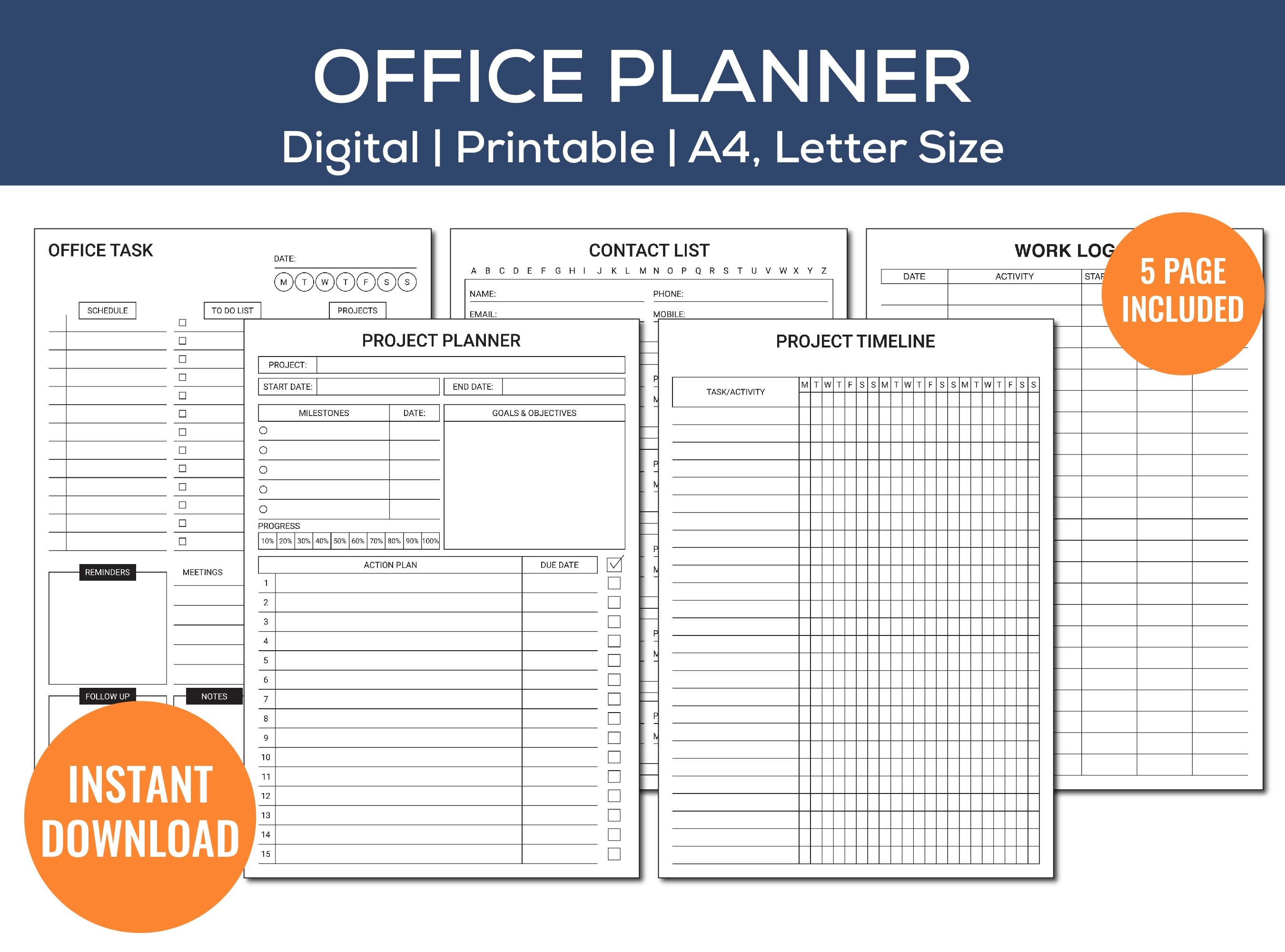 Office Tasks Planner Set | Office Organizer Printables | Work to Do ...