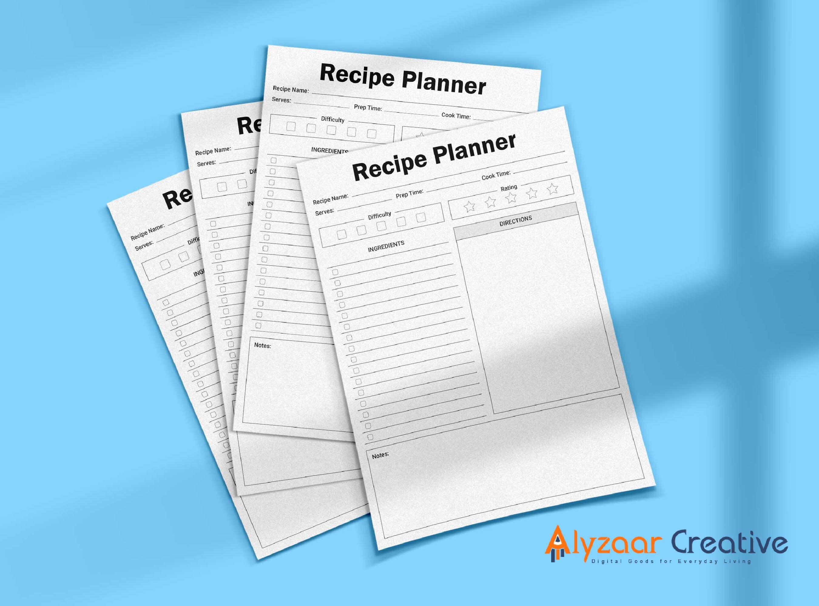 Printable Recipe Page Recipe Card Template Blank Recipe Sheet Recipe ...