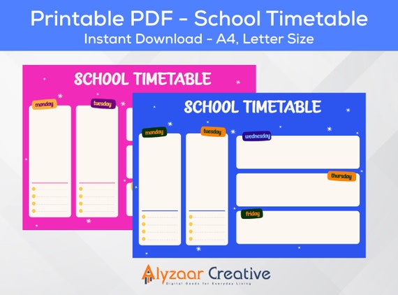Editable Printable Timetable Schedule Homeschool Weekly - Etsy