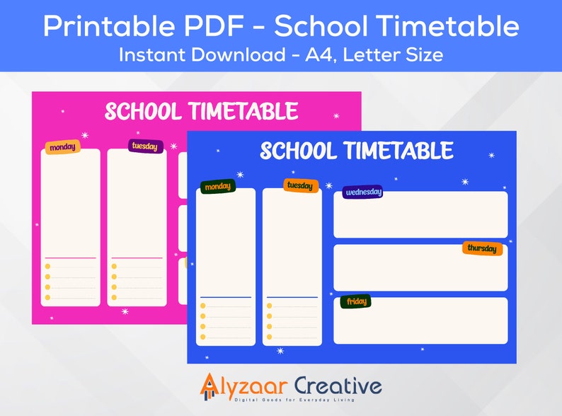 Editable Printable Timetable Schedule Homeschool Weekly Schedule ...