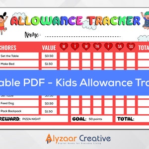 Allowance Tracker for Kids Printable Weekly Allowance Chore Chart ...