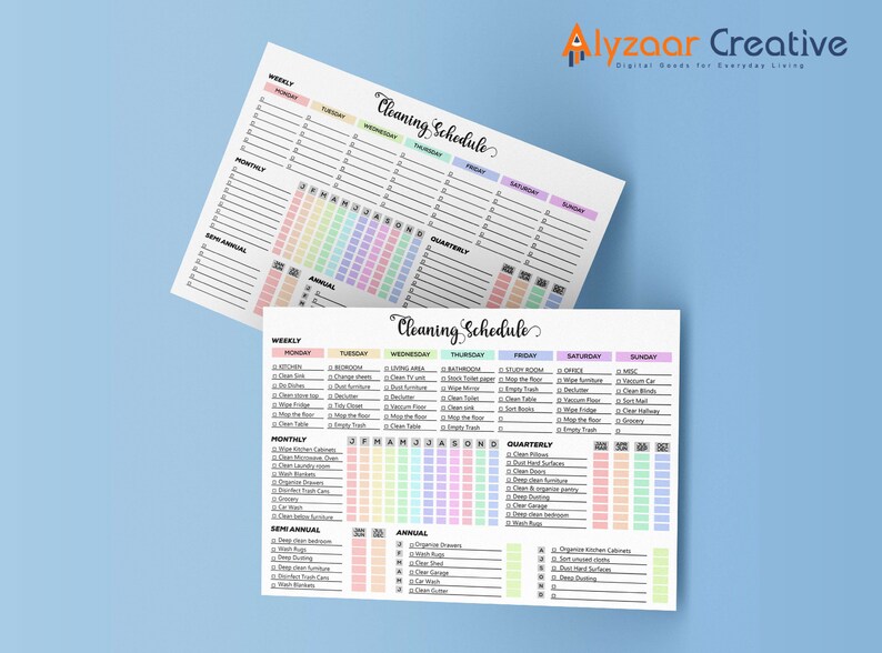 Editable Cleaning Schedule Printable Weekly Cleaning Schedule Printable ...
