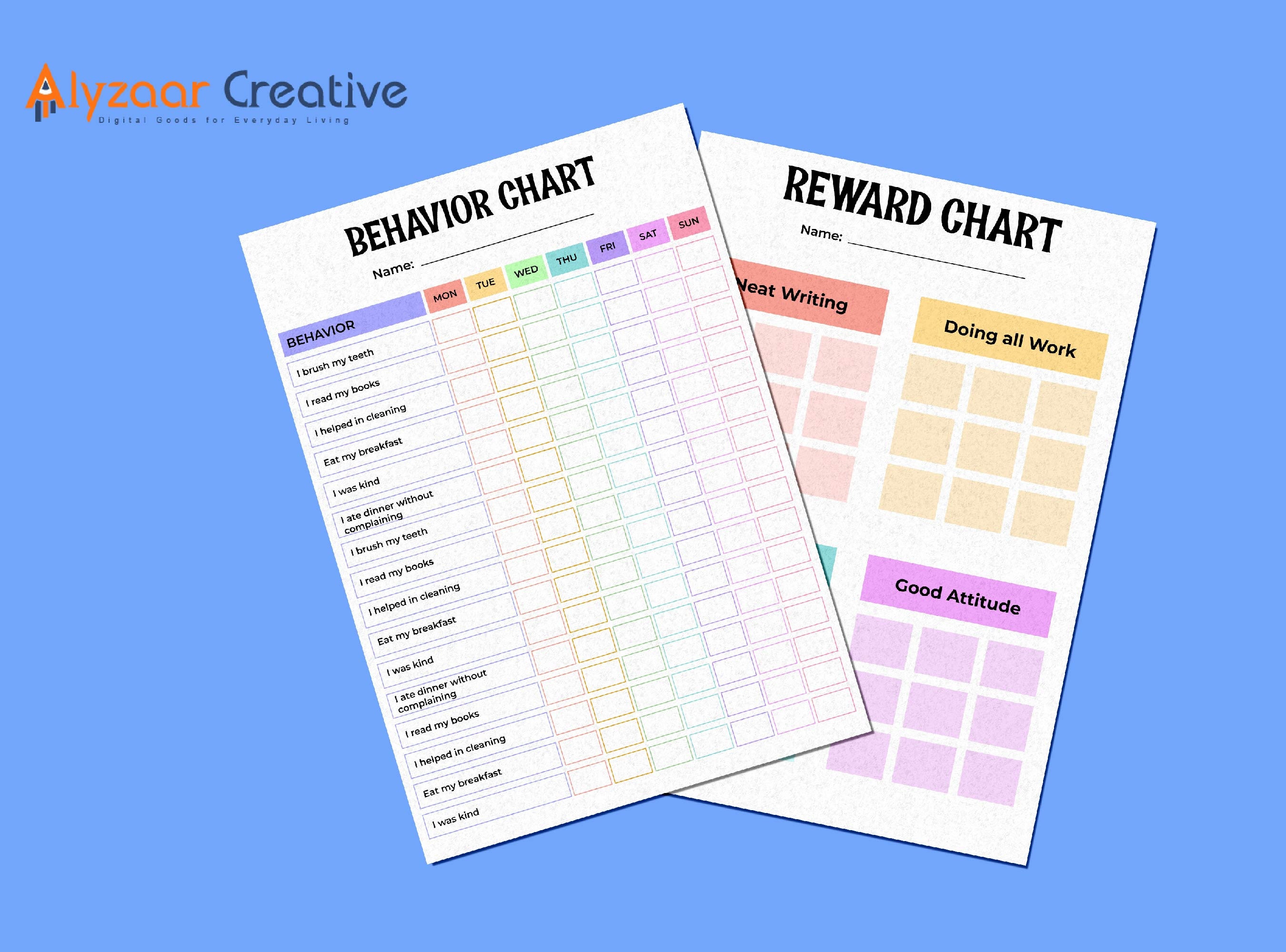 Editable Behavior Chart for Kids Editable Reward Chart for Kids ...