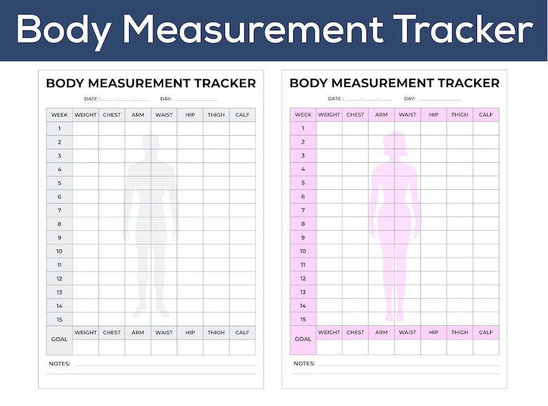 Body Measurement Tracker Printable Editable Body Measurement - Etsy