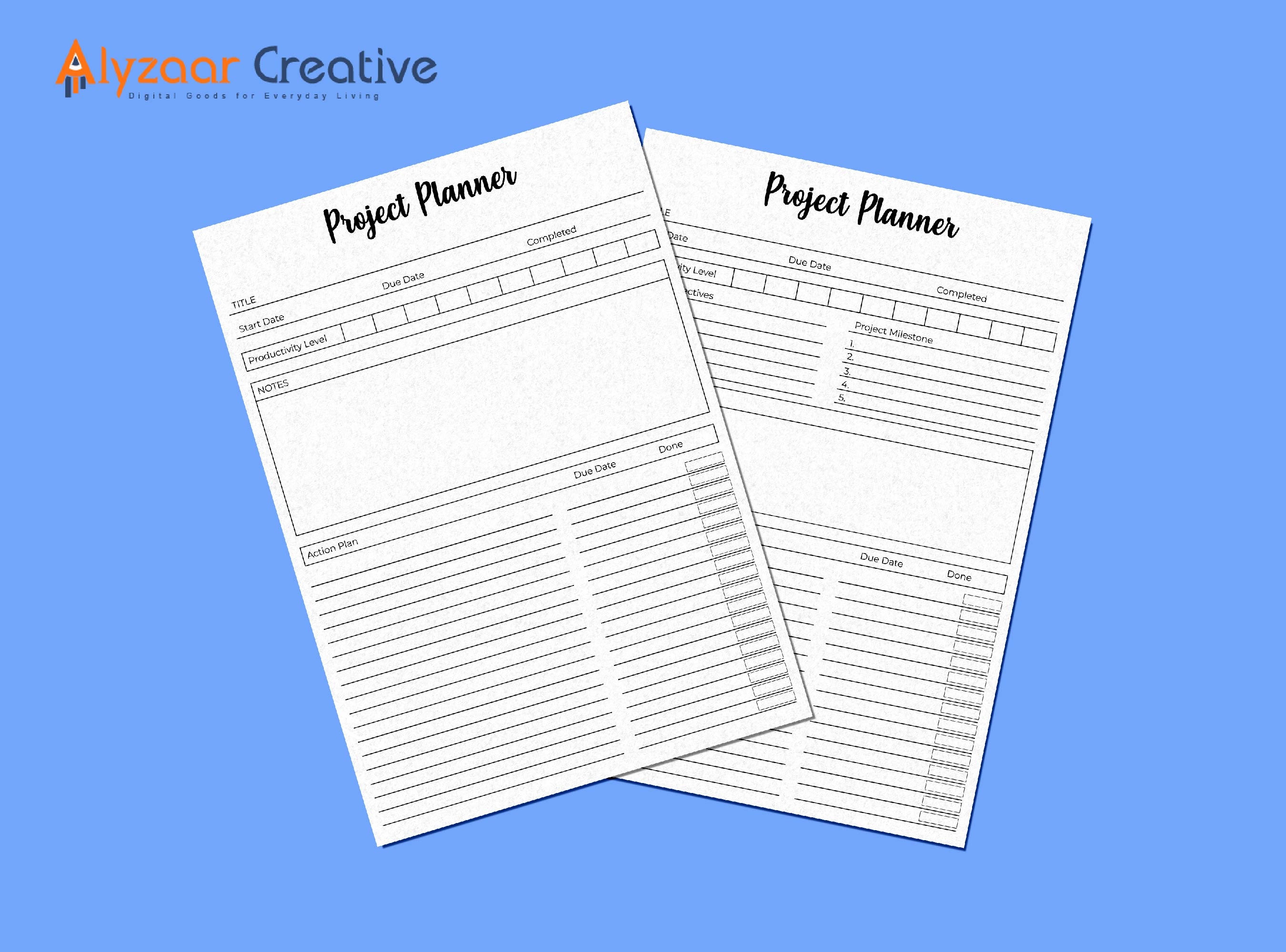 Simple Project Planner Printable Productivity Planner Task Tracker ...