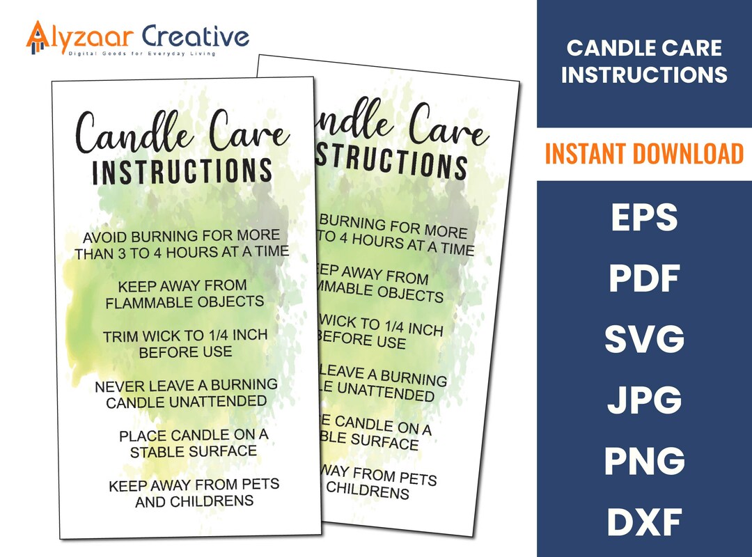 Candle Care Instructions Card | Printable Candle Care Card | Candle ...