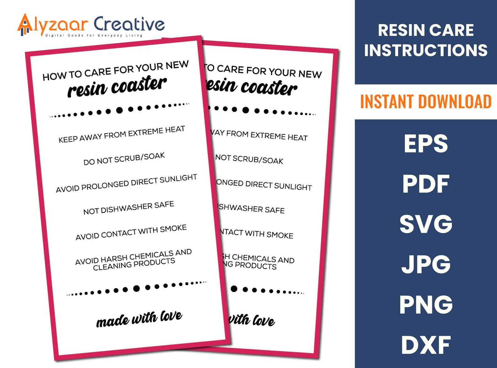 Resin Care Card | Printable Resin Wash Instructions | How to Care for ...