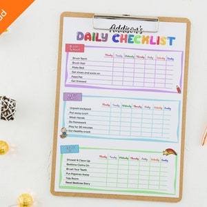 Printable Editable Daily Checklist for Kids Before School After School ...