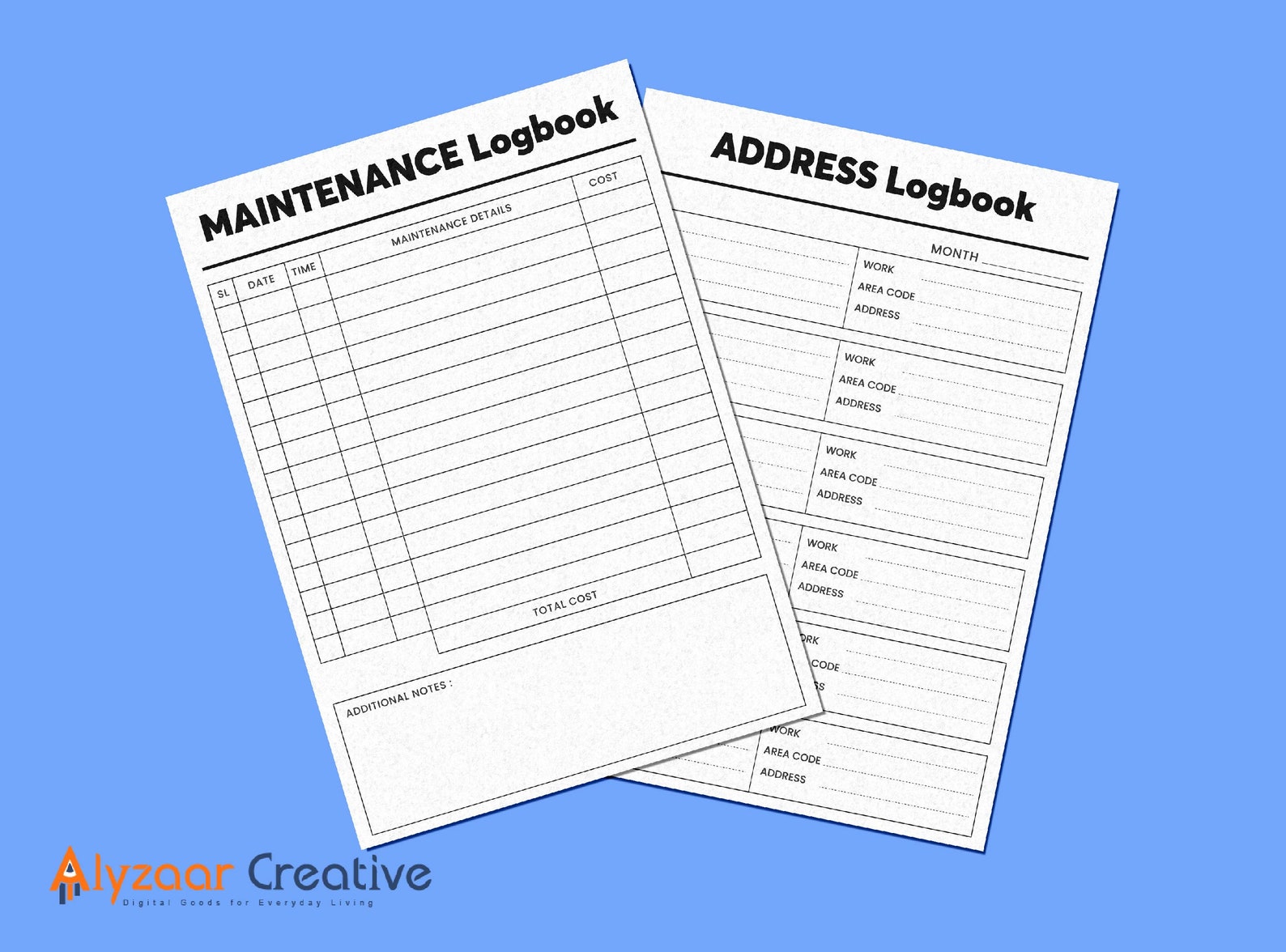 Printable Detailed Address Book Vehicle Maintenance Log Contact List ...