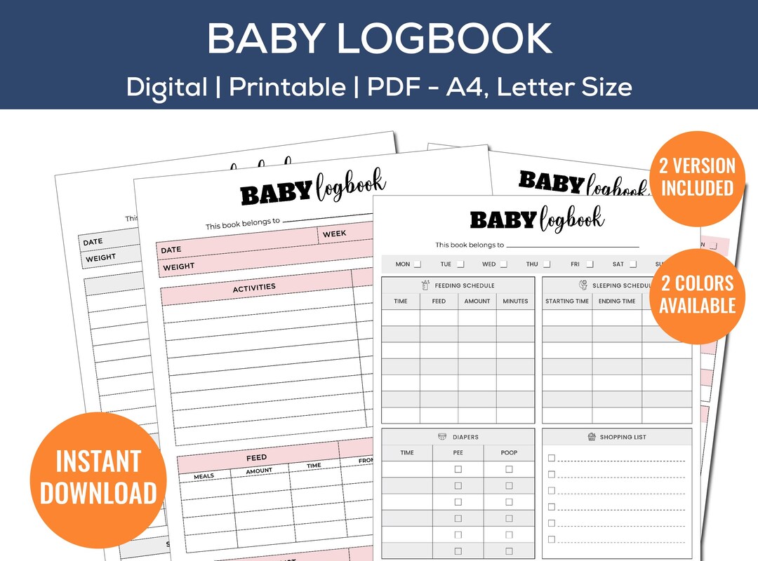 Baby Daily Log Printable Baby Care Log Baby Tracker Planner Baby Log ...