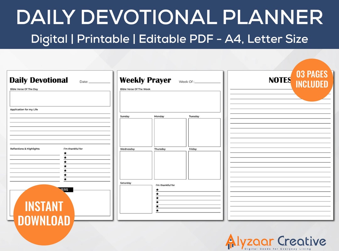 Daily Devotional Journal Printable Template Editable Daily Devotional ...