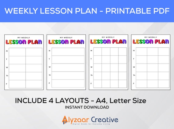 Printable Editable Weekly Lesson Plan Lesson Plans Teacher - Etsy