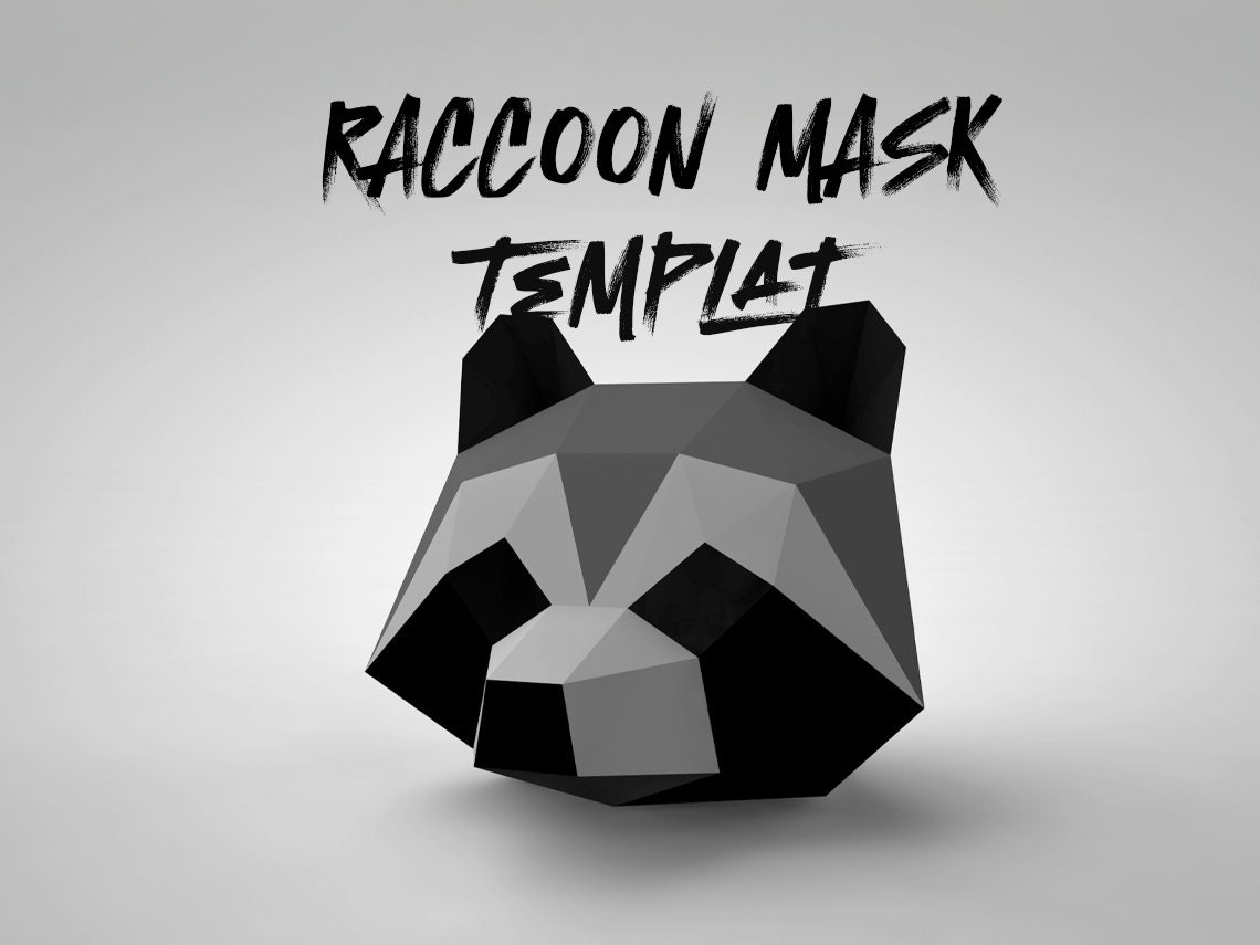 Raccoon Mask Template Paper Mask, Papercraft Mask, Masks, 3d Mask, Low ...