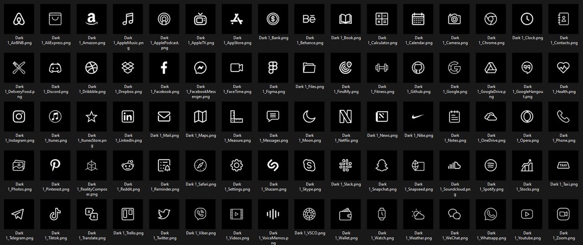 Dark IOS 16 App Icon Bundle, Ios App Icons, Ios Icons, Ios Icon Pack ...