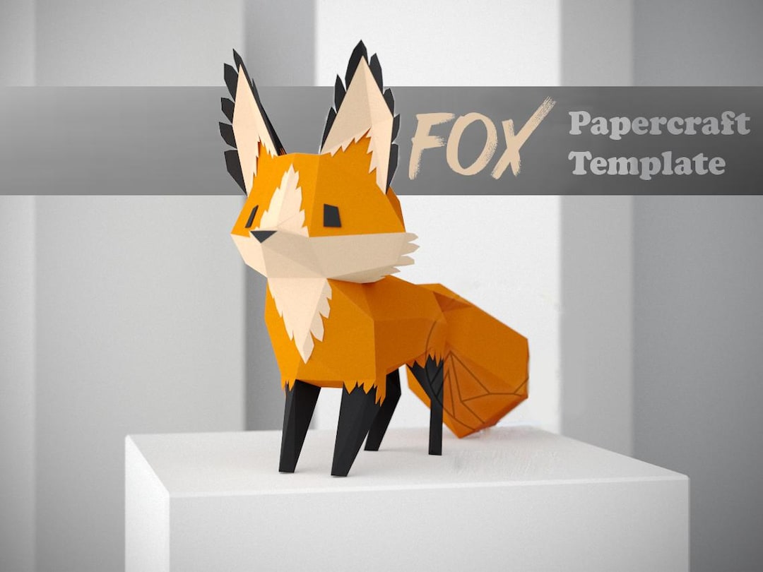 DIY Fox Papercraft PDF Template for Creating 3D Fox Paper Craft, Diy ...