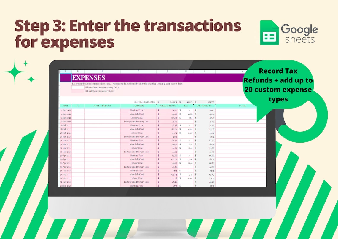 Easy Bookkeeping Template Small Business Bookkeeping - Etsy