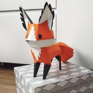 DIY Fox Papercraft PDF Template for Creating 3D Fox Paper Craft, Diy ...