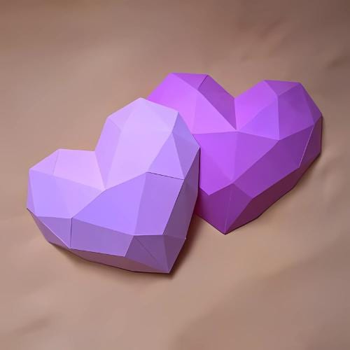 Heart Papercraftt, 3D Full Heart Sett, for Valentine's Day 3D Low Poly ...