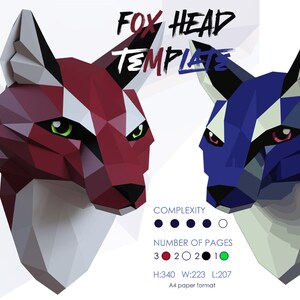 Fox Head Papercraft Template – Low Poly 3D Sculpture (DIY) - Etsy