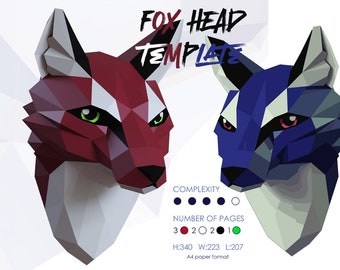 Paper Fox Mask Papercraft 3D Template - Etsy