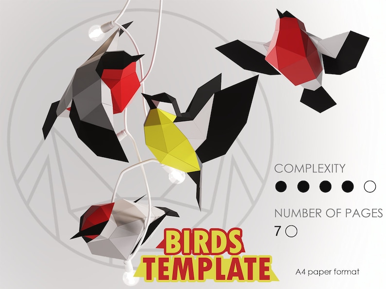 Papercraft Birds, How to Make 3D Paper Craft, Paper Sculpture Pattern ...