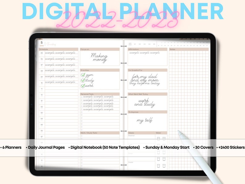 Digital Planner 2022 2023 Digital Planner Goodnotes Digital - Etsy