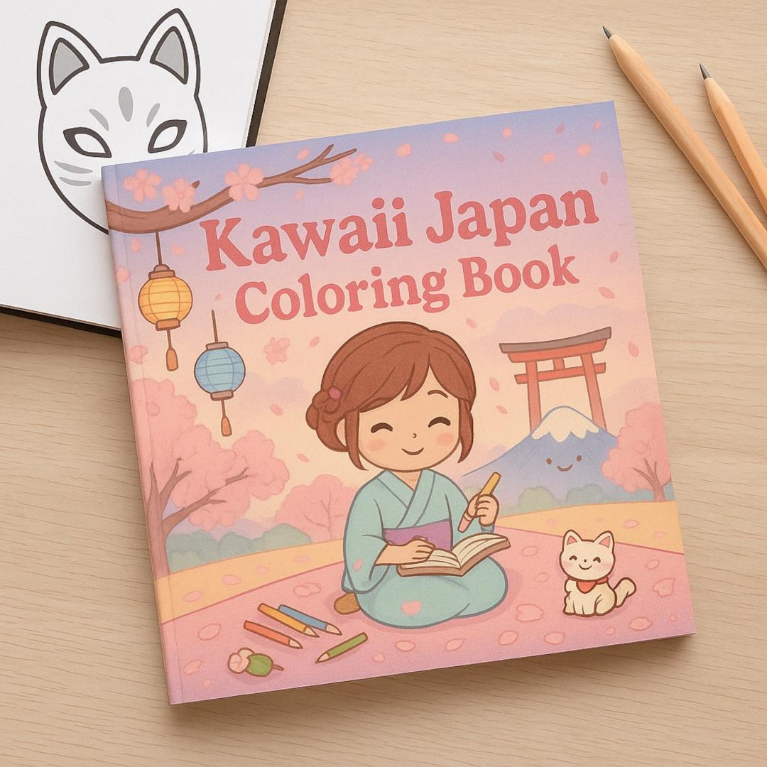 Kawaii Japan Coloring Book – Cute Cultural Pages With Cherry Blossoms ...