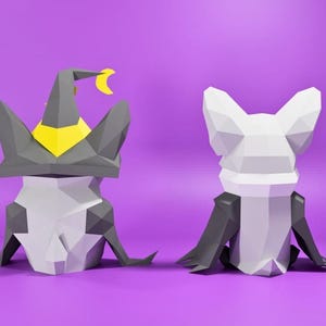 Halloween Bats Papercraft Low Poly, Wizard Bat, Female Bat, Bat SVG 3D ...