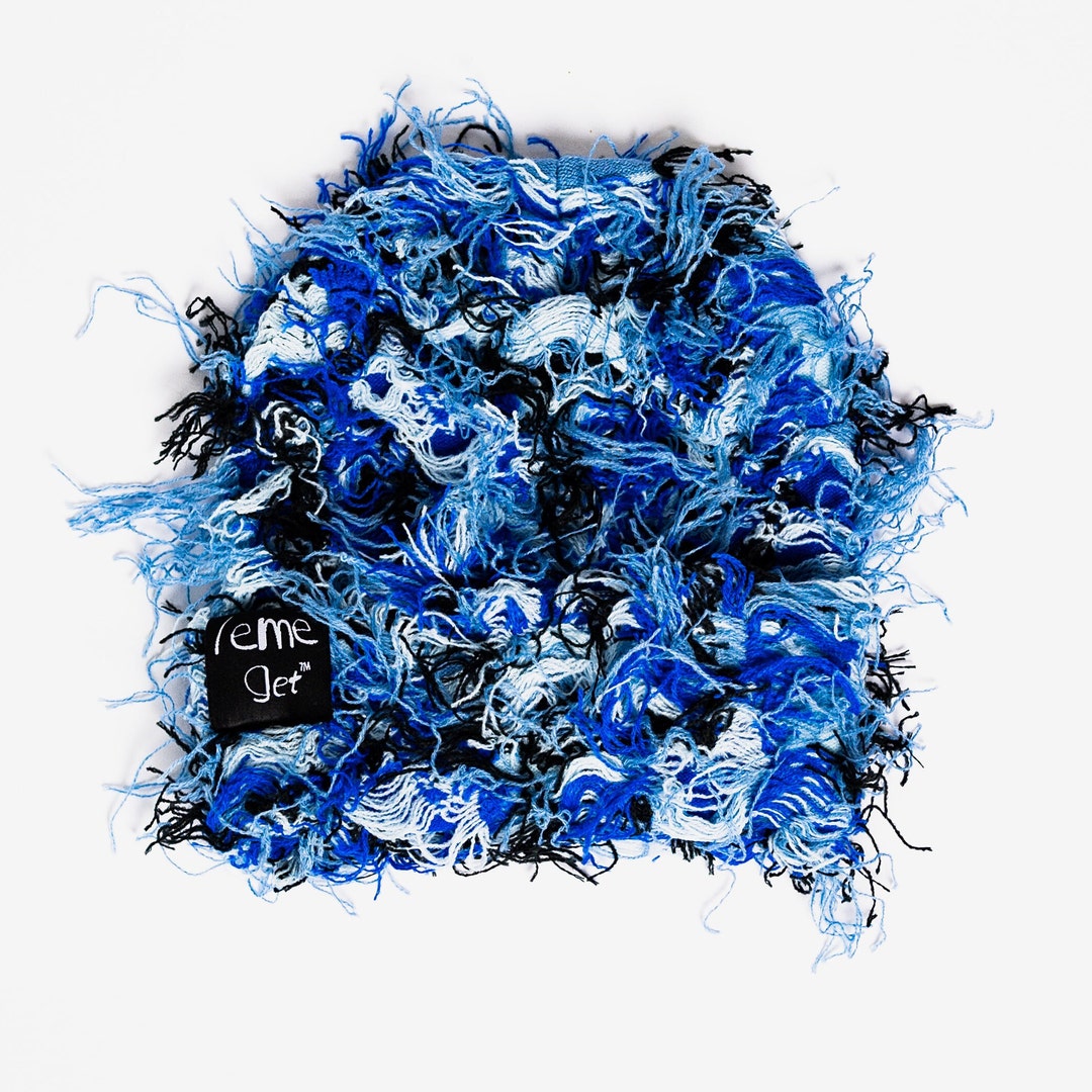 Distressed Knitted Beanie Hat BLUEMIX Lemeget ™ - Etsy