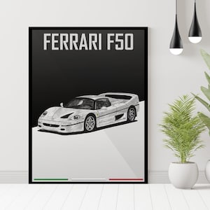 Ferrari F50 Poster Weiß 1990s Classic Supercars Wall Art - Etsy.de