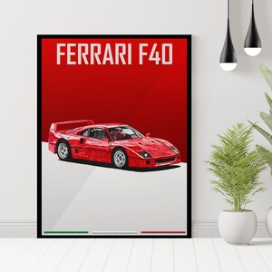 Ferrari F40 Poster Red 1980s Classic Supercars Wall Art - Etsy