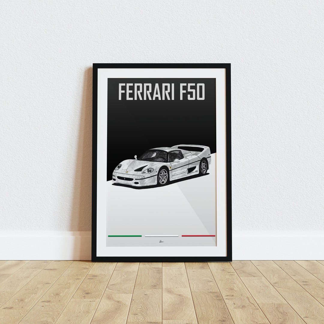 Ferrari F50 Poster White 1990s Classic Supercars Wall Art - Etsy