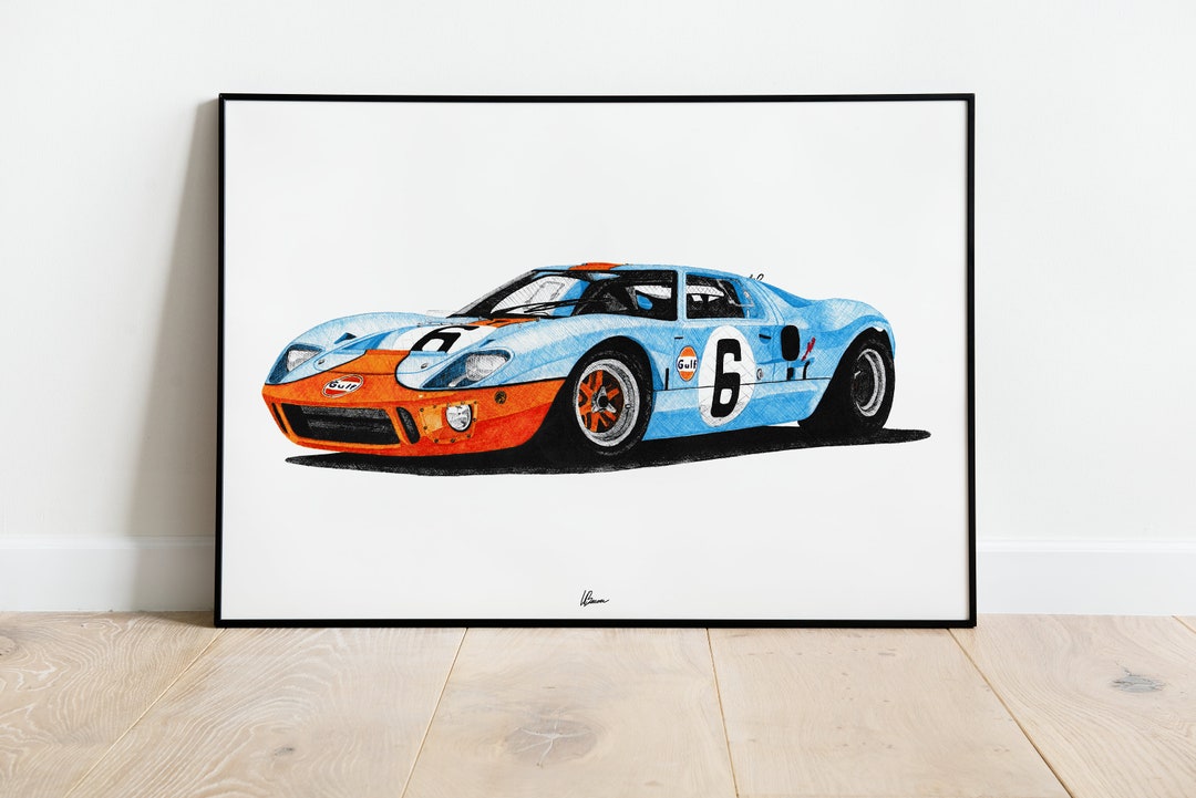 Ford GT40 Gulf Livery Print Racing Icons: Le Mans Prototypes Wall Art ...