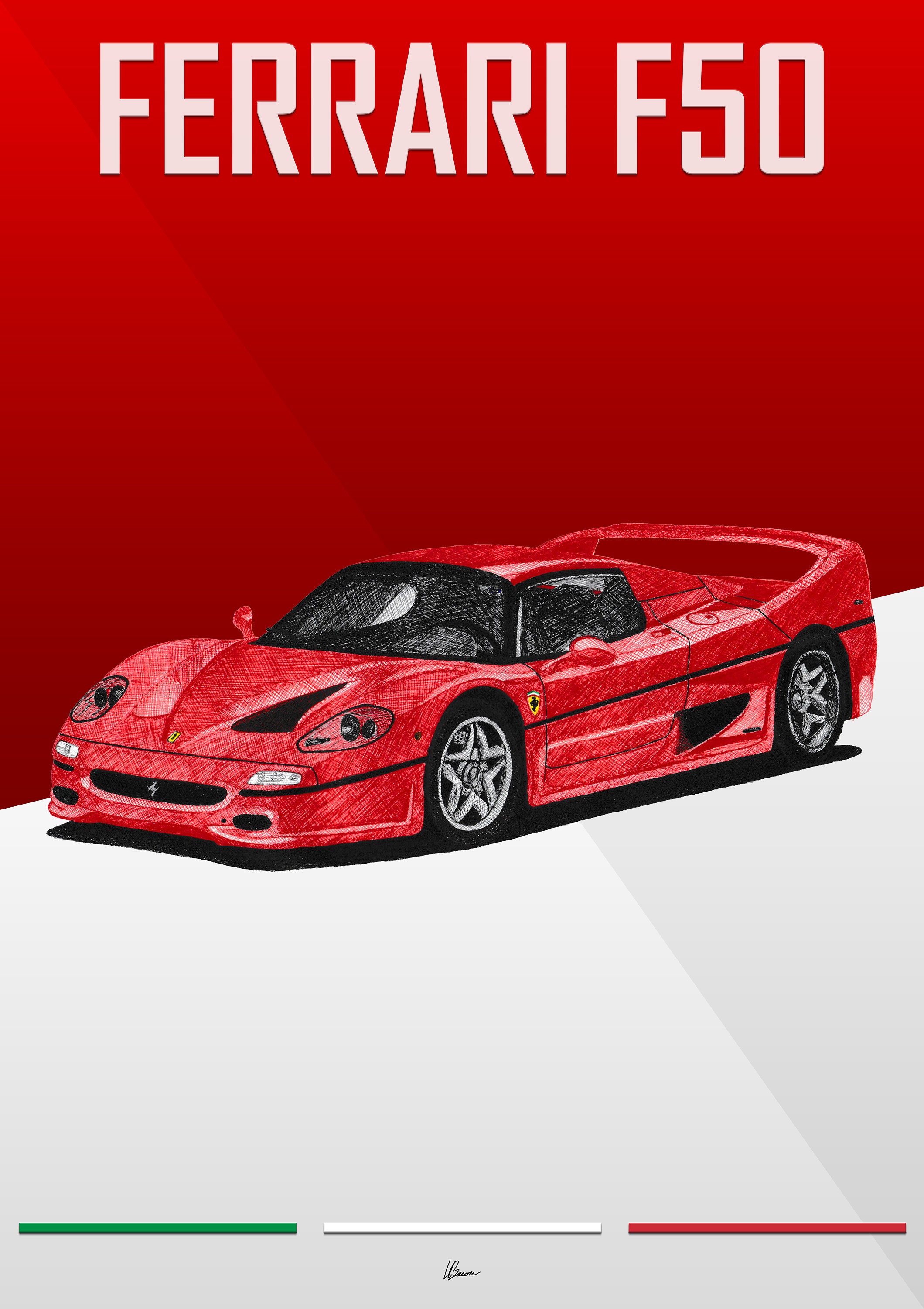 Ferrari F50 Poster Red 1990s Classic Supercars Wall Art - Etsy
