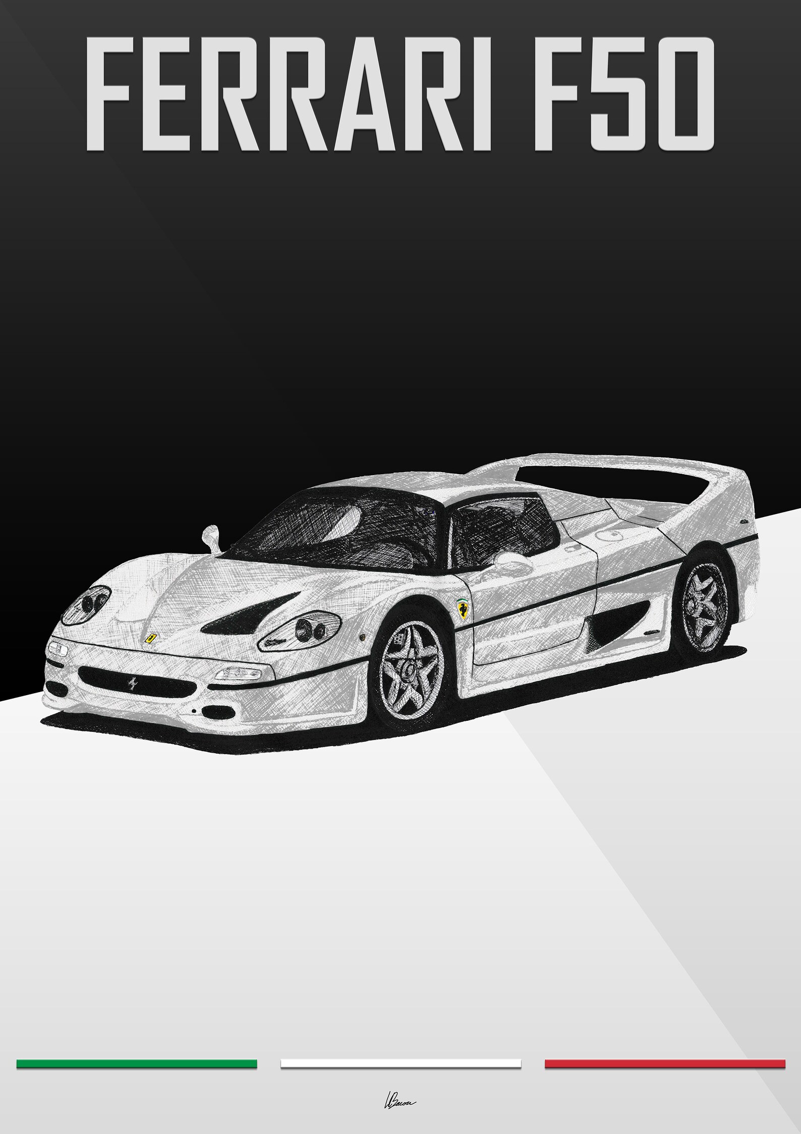 Ferrari F50 Poster Weiß 1990s Classic Supercars Wall Art - Etsy.de