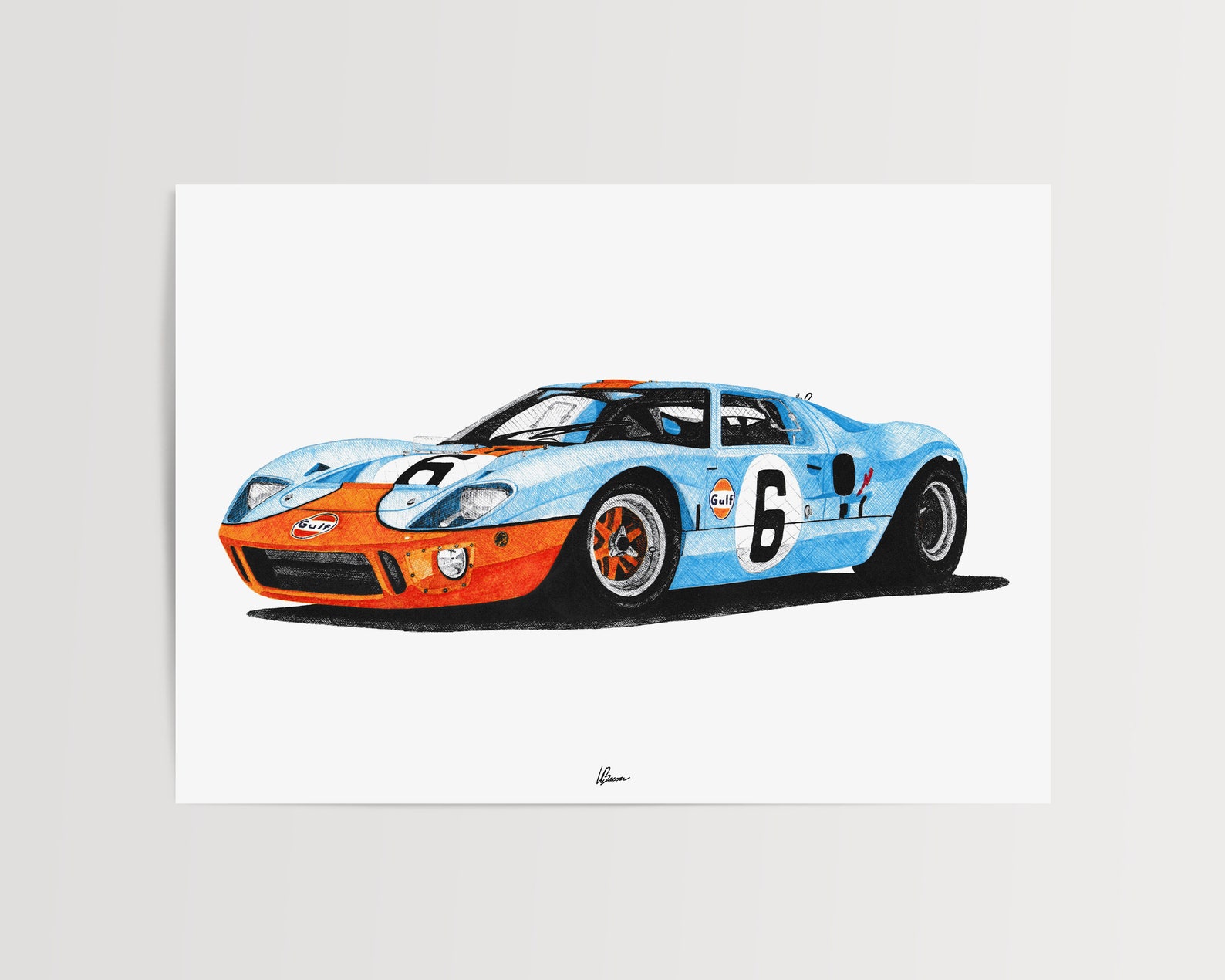 Ford GT40 Gulf Livery Print Racing Icons: Le Mans Prototypes Wall Art ...