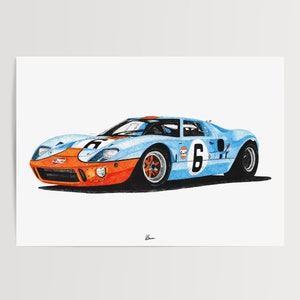 Ford GT40 Gulf Livery Print Racing Icons: Le Mans Prototypes Wall Art ...