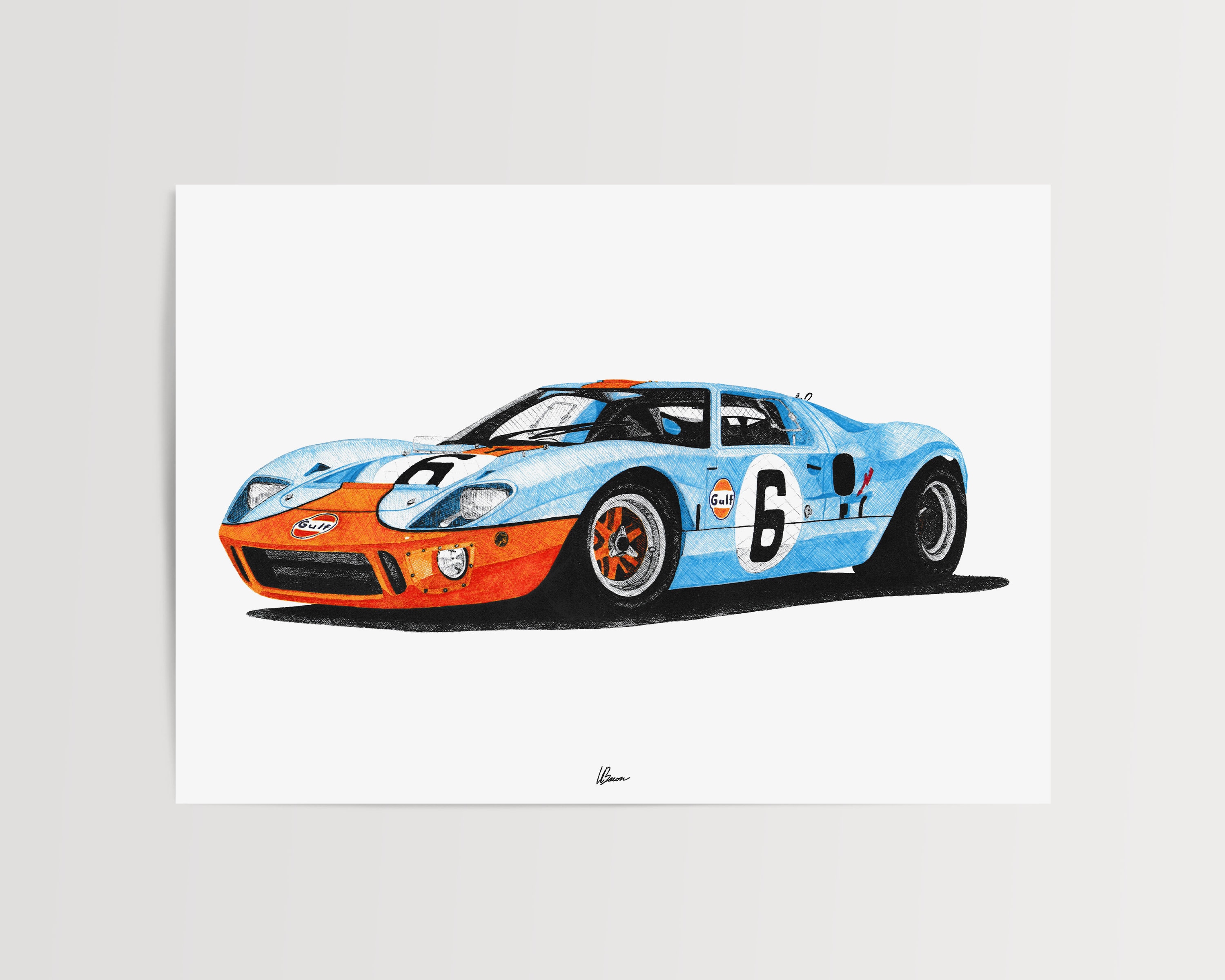 Ford GT40 Gulf Livery Print Racing Icons: Le Mans Prototypes Wall Art ...