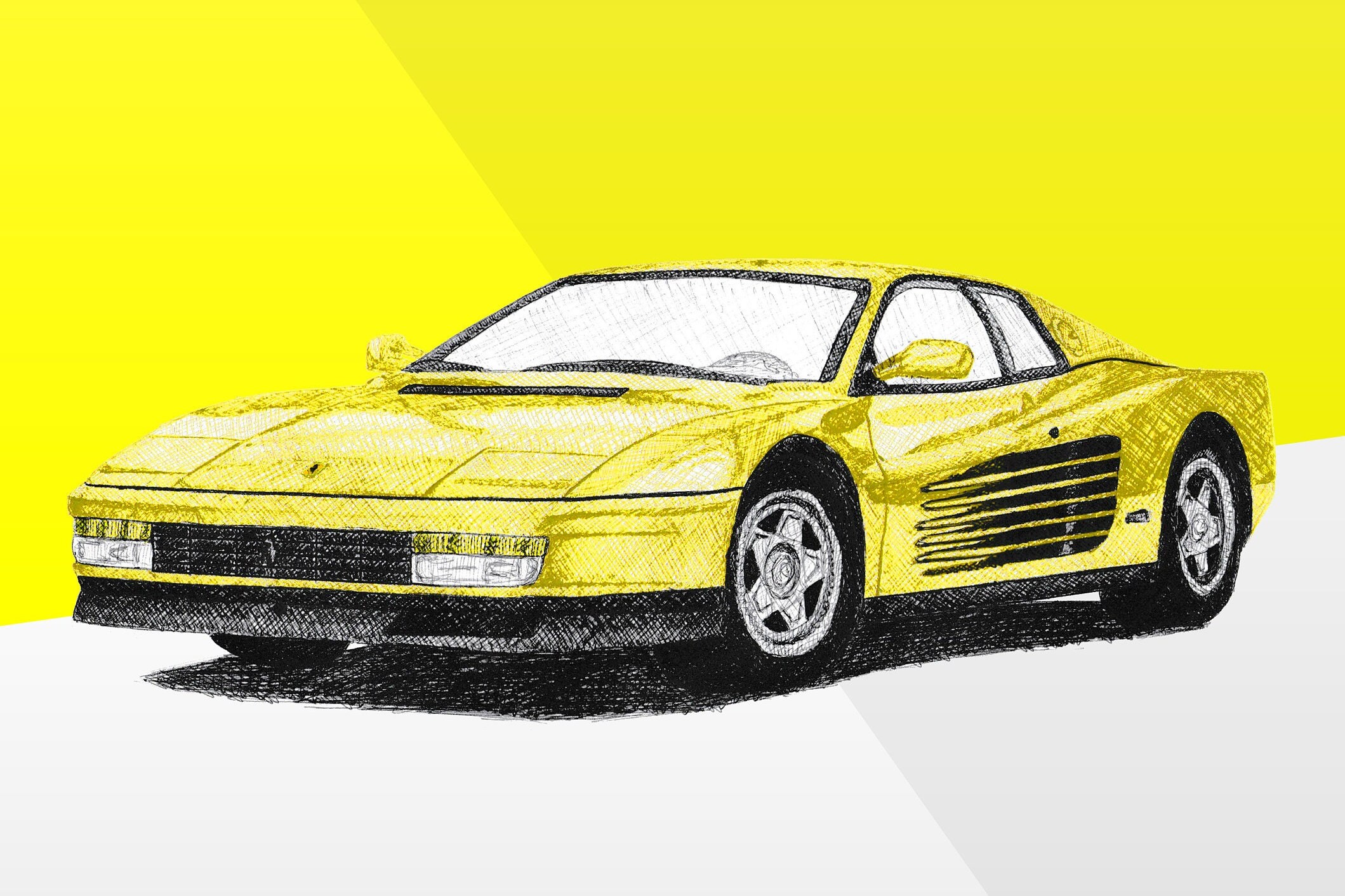 Ferrari Testarossa Poster Yellow 1980s Classic Supercars Wall Art - Etsy