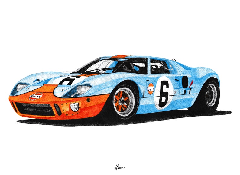 Ford GT40 Gulf Livery Print Racing Icons: Le Mans Prototypes Wall Art ...