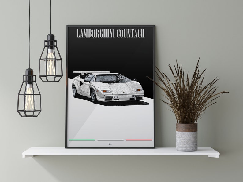 Lamborghini Countach Poster White 1970s Classic Supercars Wall Art - Etsy