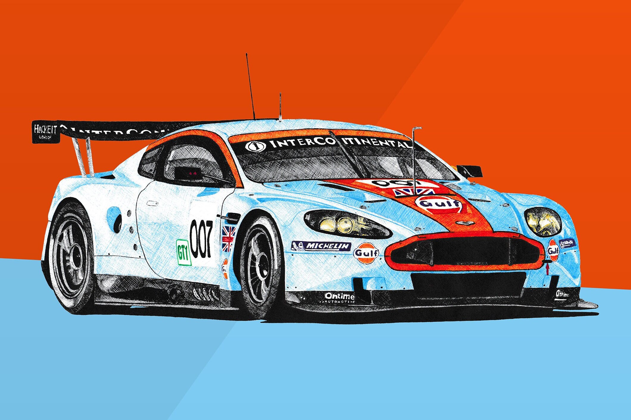 Aston Martin DBR9 GT1 Gulf Livery Poster Racing Icons: GT Legends Wall ...