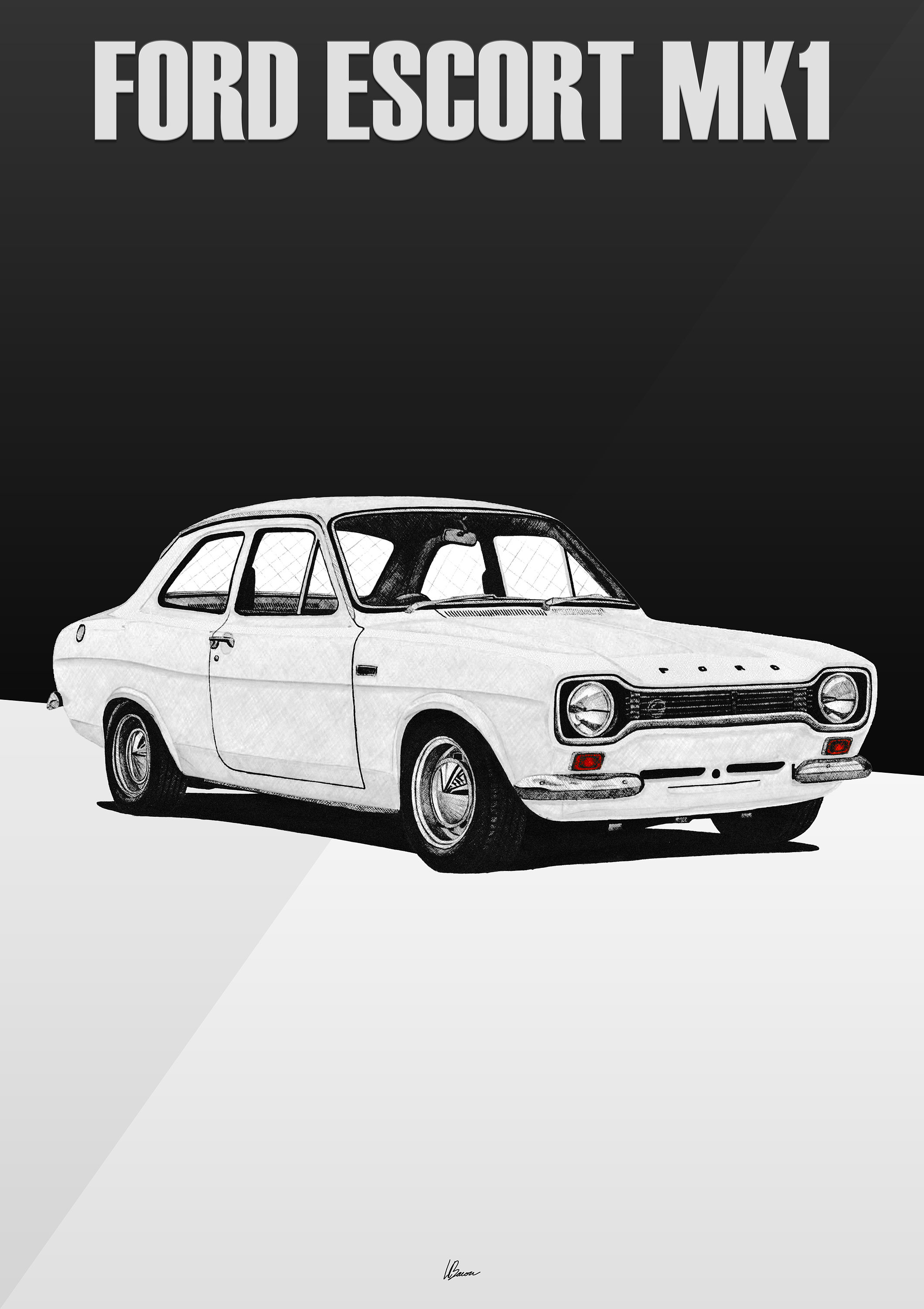 Ford Escort Mk1 Poster White 1960s Classics Wall Art - Etsy