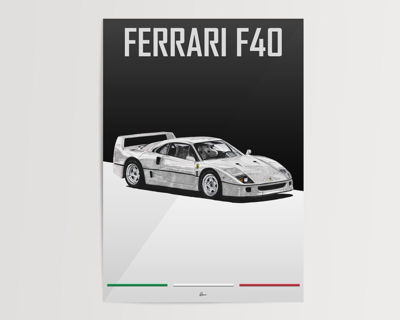 Ferrari F40 Poster White 1980s Classic Supercars Wall Art - Etsy