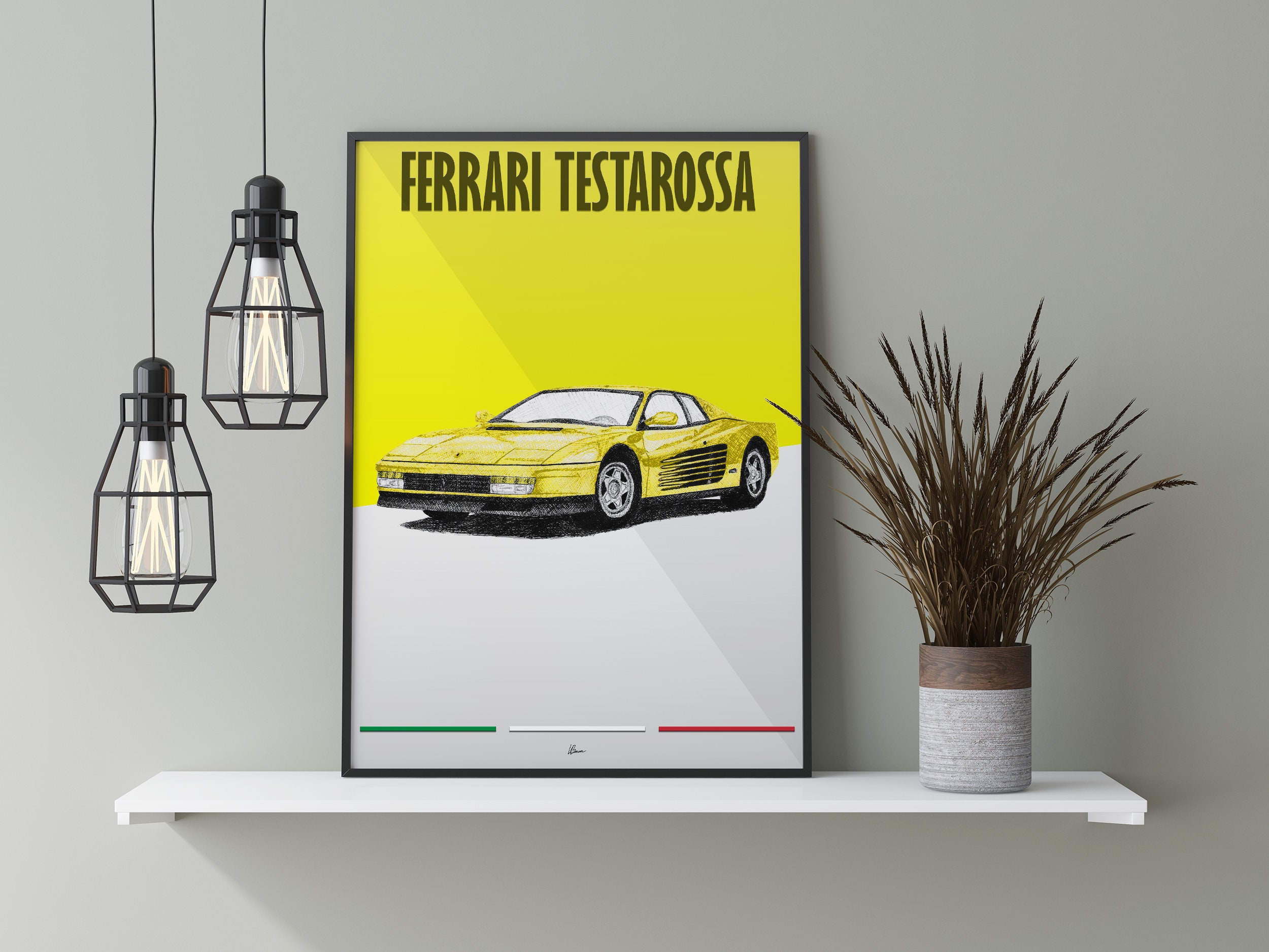 Ferrari Testarossa Poster Yellow 1980s Classic Supercars Wall Art - Etsy